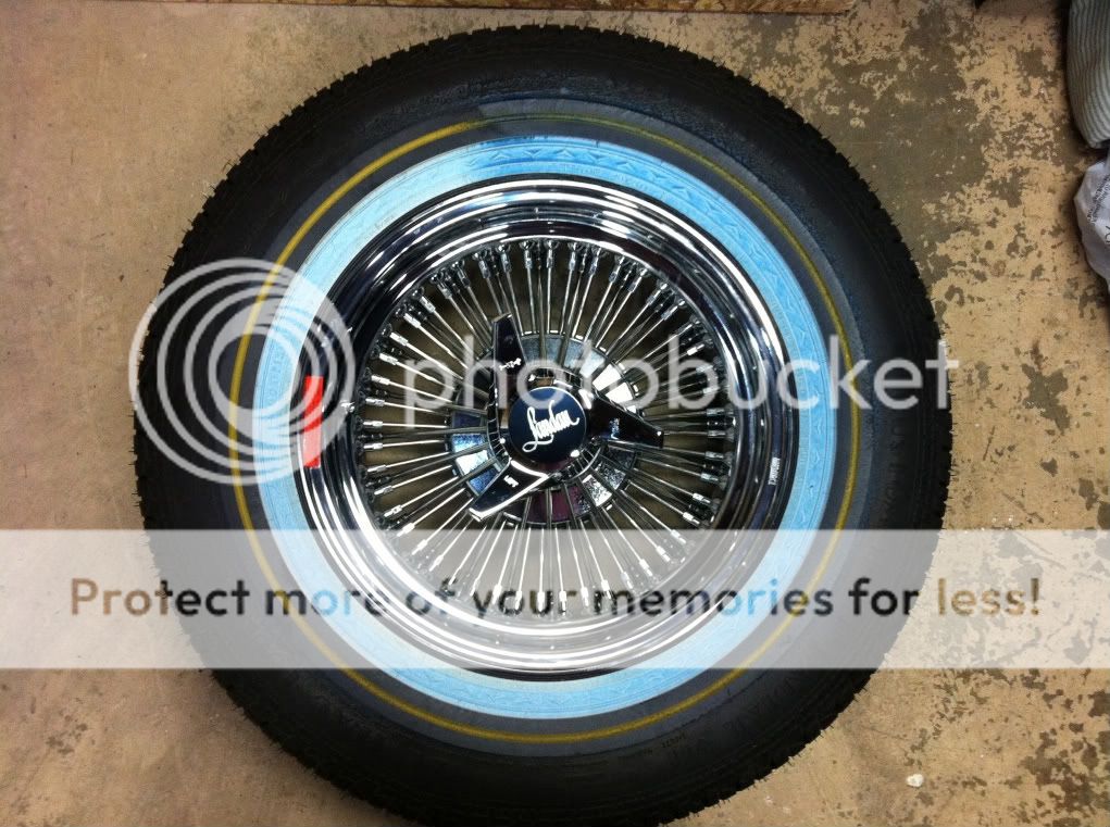 5 all chrome 15x7 standard Daytons w/ Landau chips, 235/70 Vogues ...